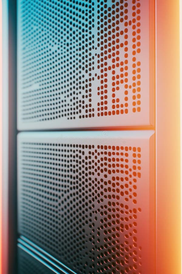 Modern Data Center Server with Abstract Perforated Design and Colorful ...