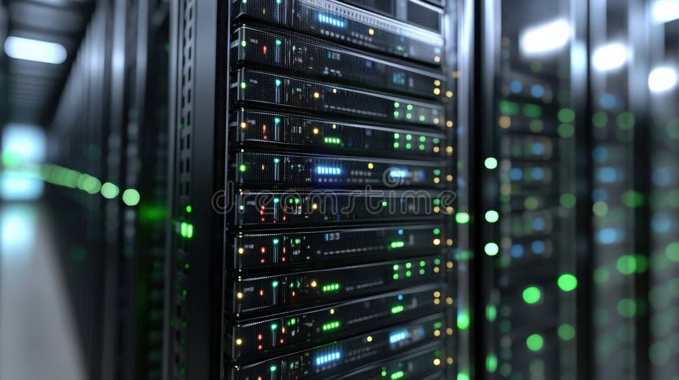 Modern Data Center Server Rack Stock Illustration - Illustration of ...