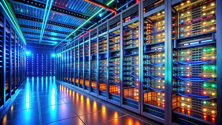 Modern Data Center Server Rack HighPerformance Computing Infrastructure ...