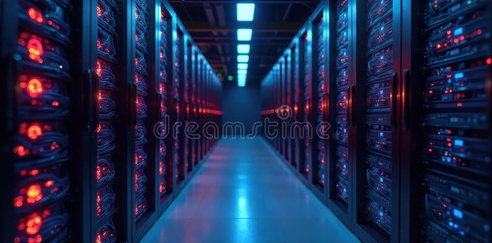 Modern Data Center Server Rack Network Cables, Reliable, Connection ...