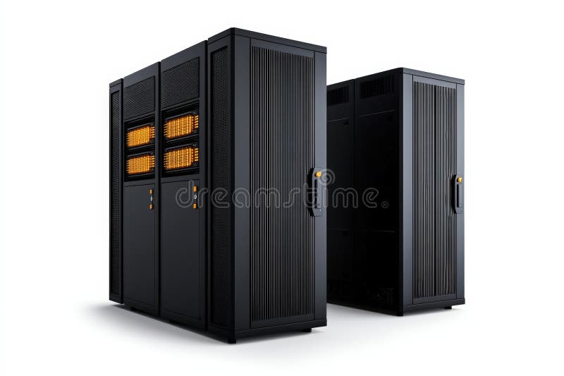 Modern Data Center Server Racks with Bright Displays for High-Performance Computing Solutions ...