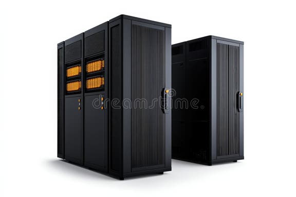 Modern Data Center Server Racks with Bright Displays for High ...
