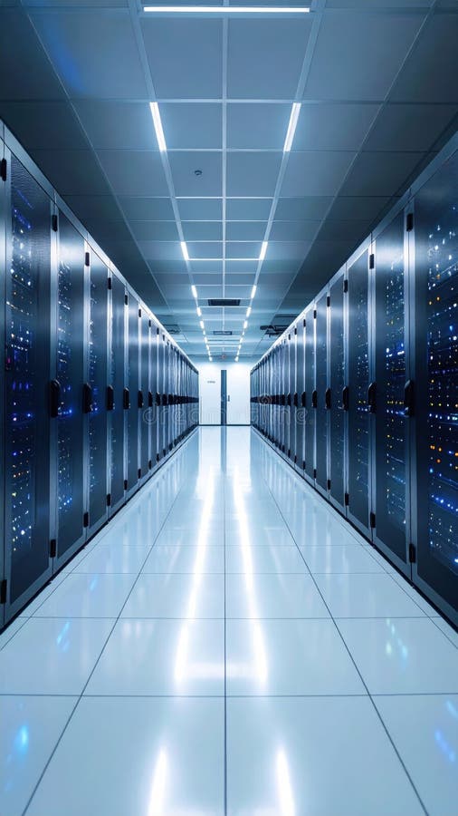 Modern Data Center Server Racks with Cool Lighting in High Tech Facility Stock Image - Image of ...