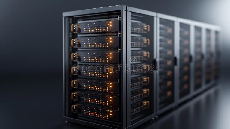 Modern Data Center Server Racks with Glowing Lights, Showcasing ...