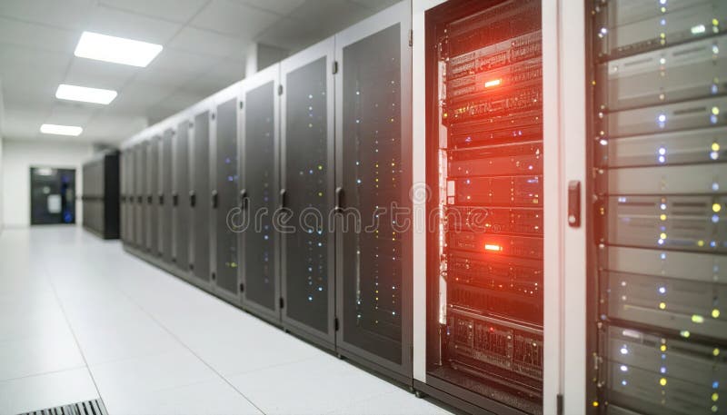 Data Center Server Racks in a Modern Server Room. 3D Illustration Stock ...