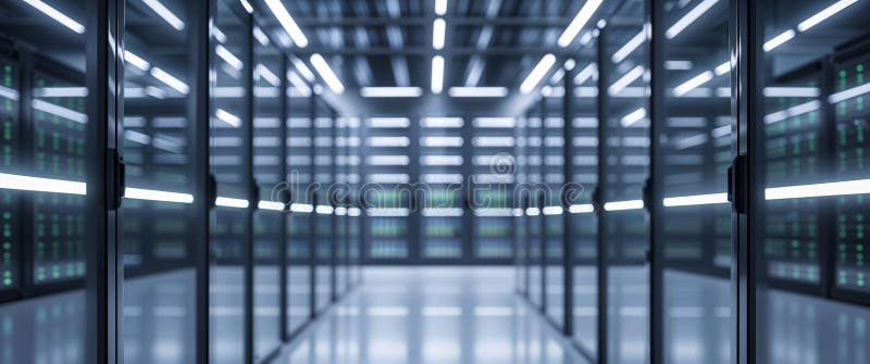 Modern Data Center Server Room with Bright Lighting. Stock Image ...