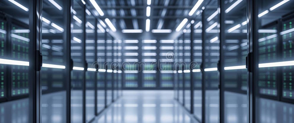 Modern Data Center Server Room with Bright Lighting. Stock Image ...