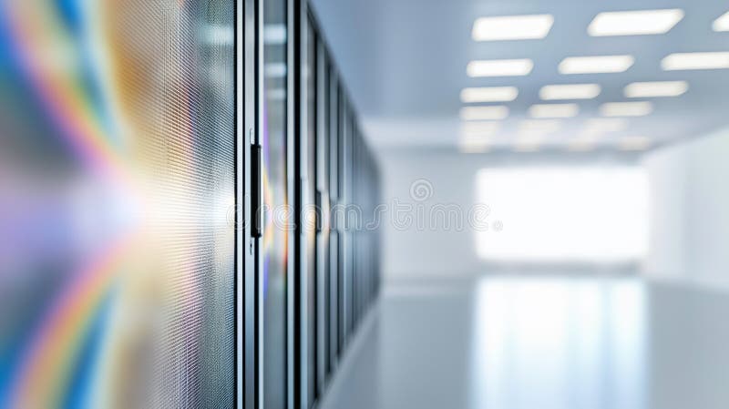 Modern Data Center Server Room with Futuristic Design and Led Lighting ...