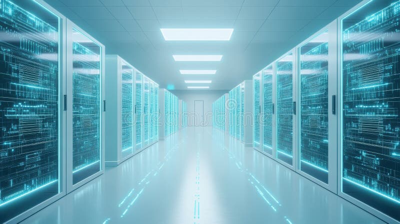 Modern Data Center Server Room Stock Illustration - Illustration of ...