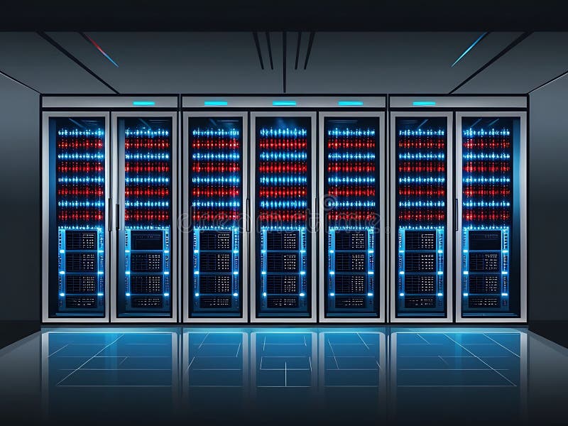 Modern Data Center Server Room Infrastructure Stock Illustration ...