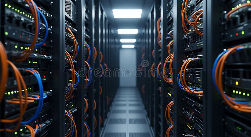 Data Center Server Racks Orange Cables Stock Photos - Free & Royalty ...