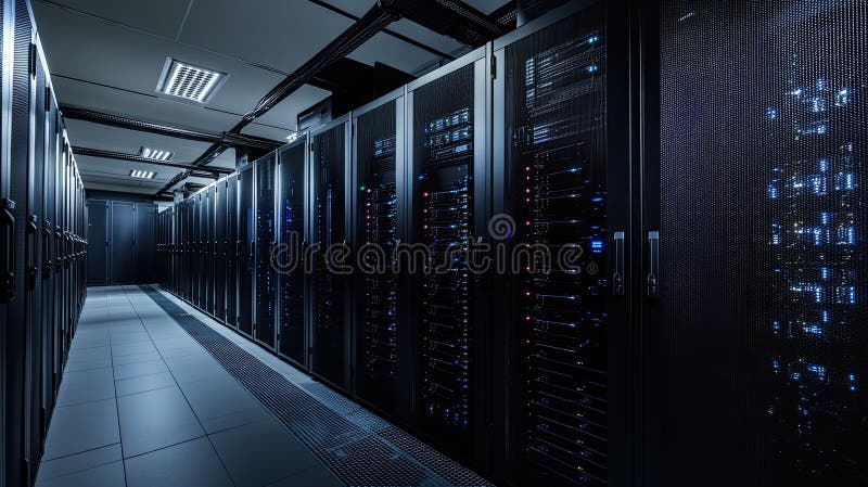 Modern Data Center Server Room Interior Stock Illustration ...