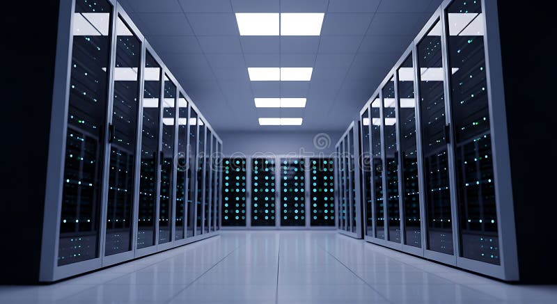 Modern Data Center Server Room Interior Stock Illustration ...