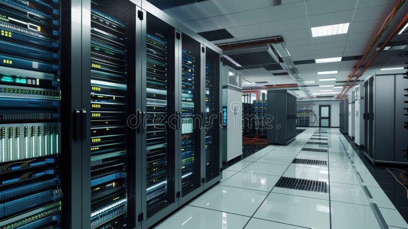 Modern Data Center Server Room Stock Image - Image of enterprise ...