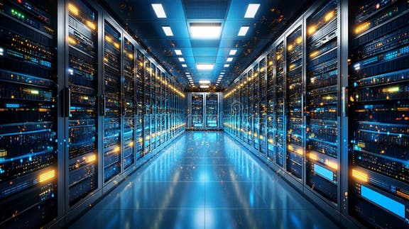 Modern Data Center Server Room Technology Advanced Network Infrastructure Digital Technology ...
