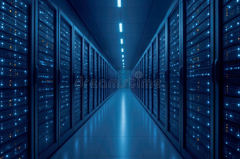 Modern Data Center Server Room Technology Infrastructure Stock ...