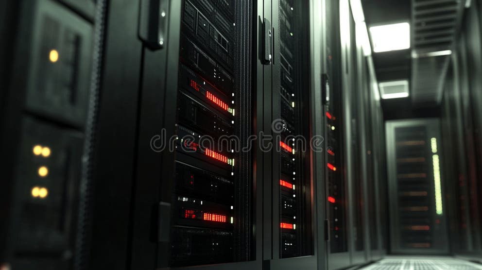 Modern Data Center Server Room Technology Network Powerful Servers Web ...