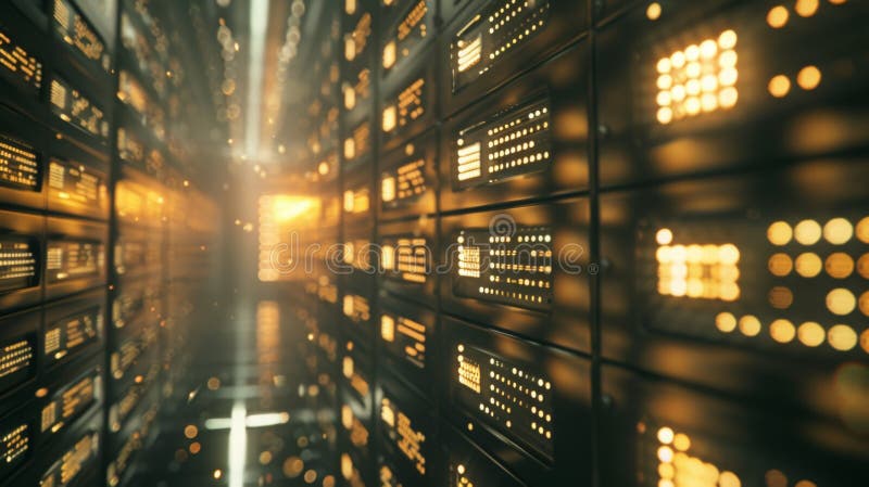 Modern Data Center Servers Glowing in Dim Light Stock Image - Image of ...