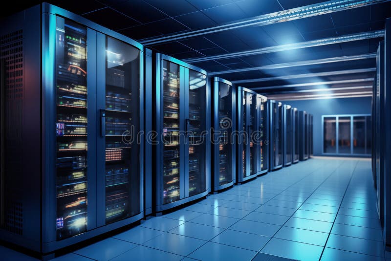 Modern Data Center with Servers Stock Illustration - Illustration of ...