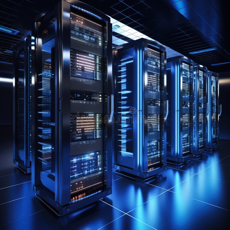 Modern Data Center with Servers Stock Image - Image of supercomputer ...