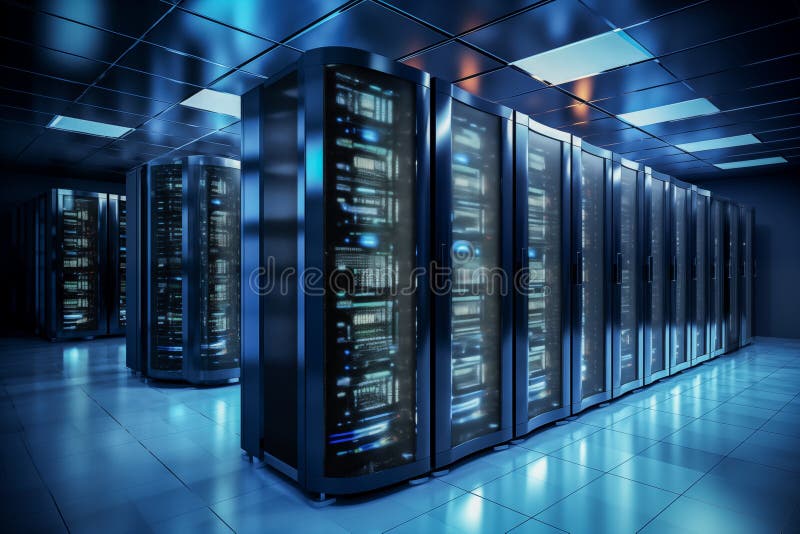 Modern Data Center with Servers Stock Photo - Image of security ...