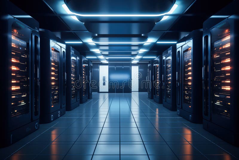 Modern Data Center with Servers Stock Photo - Image of infrastructure ...