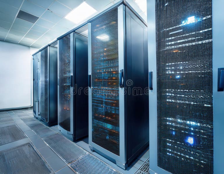 Secure Data Center with Advanced Server Racks and Efficient Cooling ...