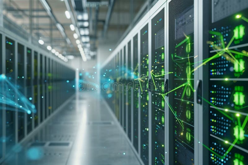 Modern Data Center Showcasing Advanced Server Technology and Digital ...
