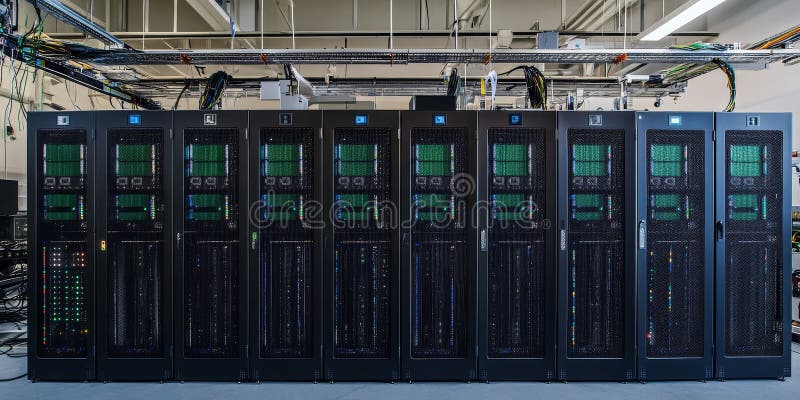 Modern Data Center with High-Performance Server Racks Installed Stock ...