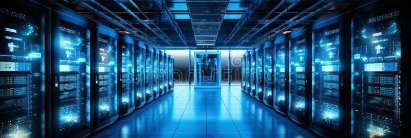 Modern Data Center State of the Art Server Racks with Neat Organization ...