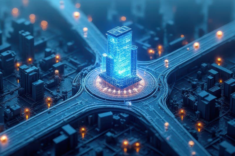 Modern Data Center Technologies for Smart Cities Stock Illustration ...