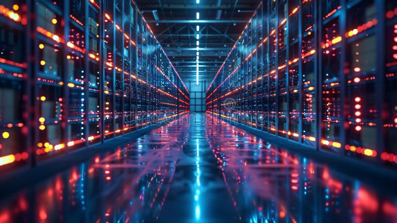 Modern Data Center with Vibrant Lights - Generative Ai Stock ...