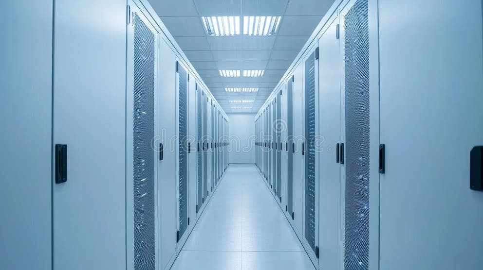 Modern Data Center with Virtual Server Technology Stock Illustration - Illustration of facility ...