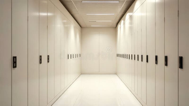 Modern Data Center with White Server Cabinets in Bright Corridor Stock ...