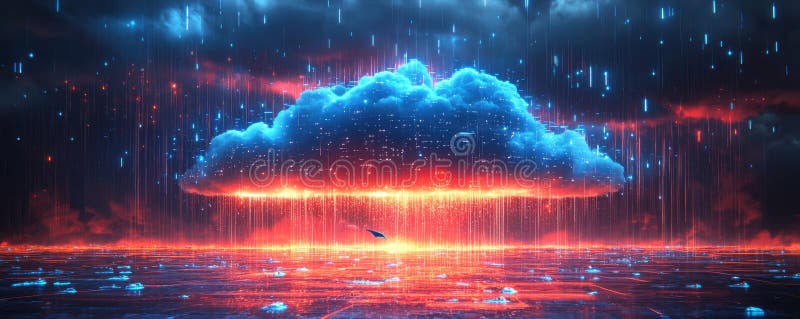 Modern Data Concept with Glowing Cloud Under a Dynamic Digital ...