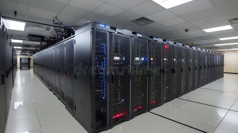 Modern Data Hall with Computer Servers in a Conference Room Stock ...