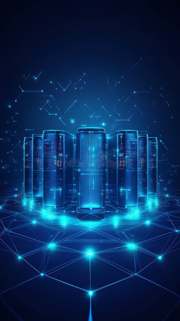 Modern Data Network with High-Tech Storage Units and Connected Elements ...