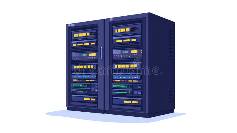 Modern Data Servers with Glowing LED Lights in a Server Room ...