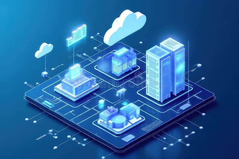 Modern Data Warehouse Hosting Solutions Stock Illustration ...