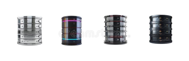 Modern Database and Hard Disk Storage, 3d Render Side View Stock ...