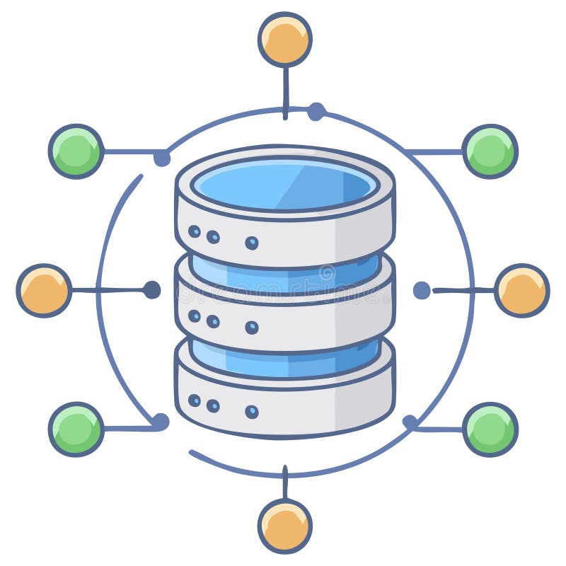 Modern Database Server with Network Connections, Data Storage Technology Concept Stock Vector ...