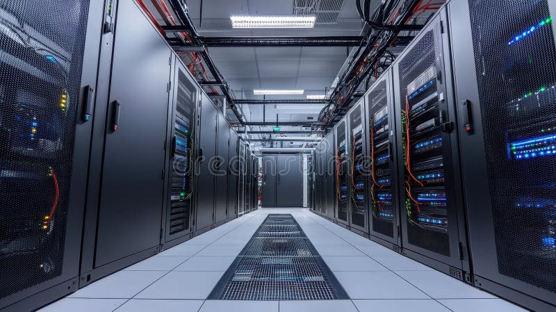 Modern it Datacenter Interior with Technology Equipment Stock ...