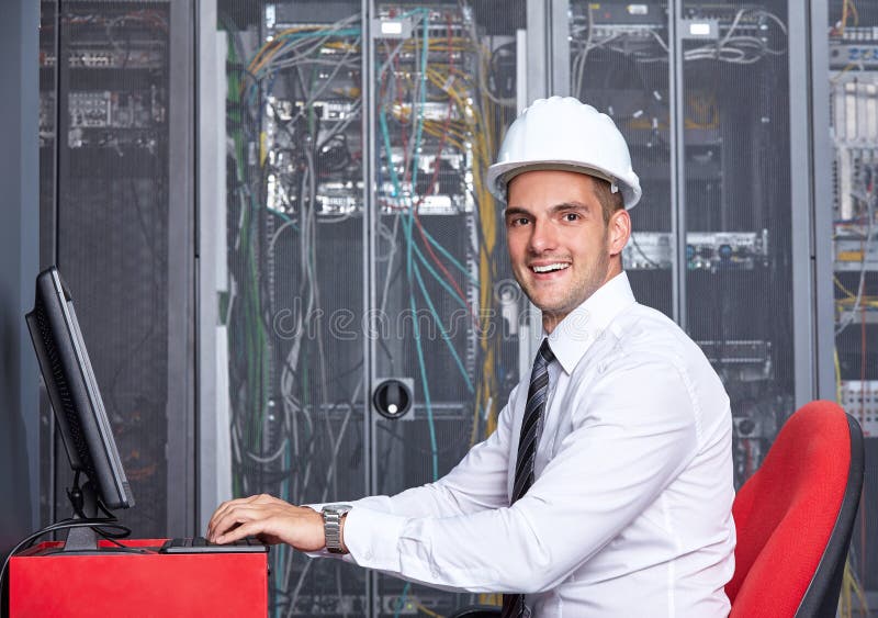 Modern Datacenter Server Room Stock Photo - Image of male, database ...