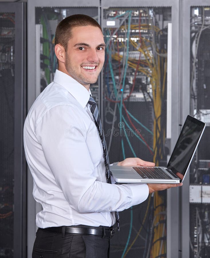 Modern Datacenter Server Room Stock Photo - Image of male, firewall ...