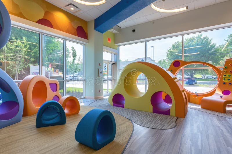 Modern Futuristic Daycare Center with Interactive Play Structures and ...