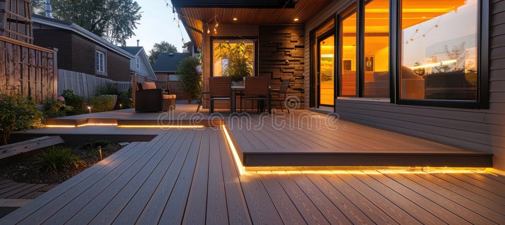 Modern Deck with Eco-Friendly Design and Recessed LED Lighting for ...