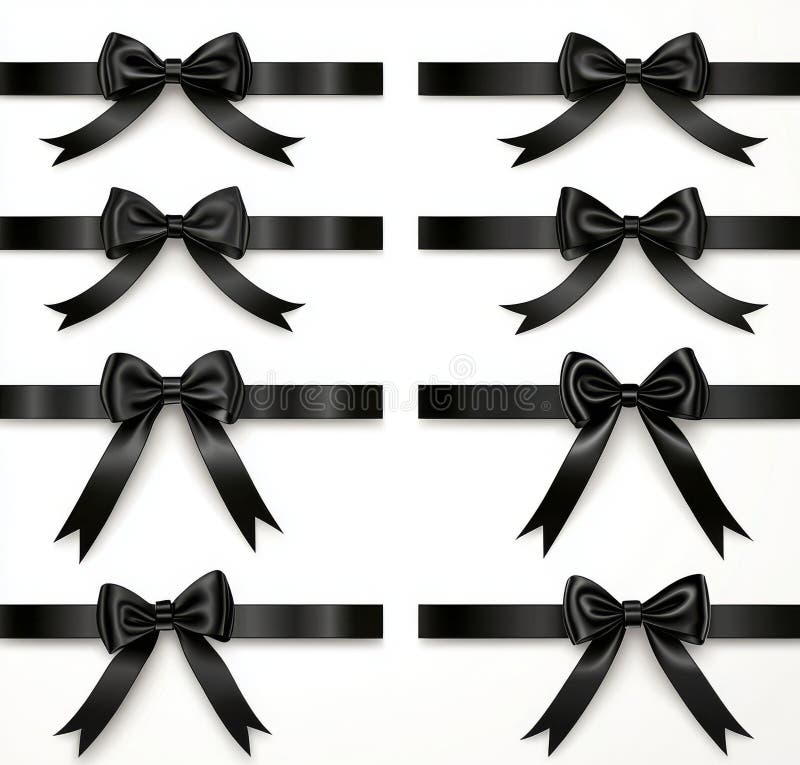 Modern Decorations of a Black Bow and Horizontal Black Ribbon. Stock ...