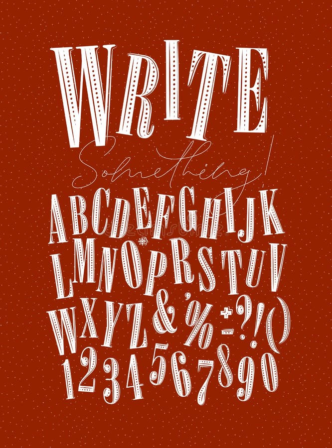 Alphabet Pen Line Style Red Stock Vector - Illustration of retro ...