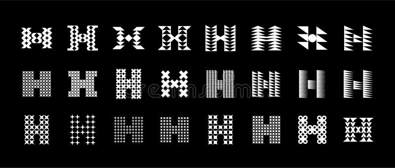 Modern Decorative Letter H Logo Vector Set Stock Vector - Illustration ...