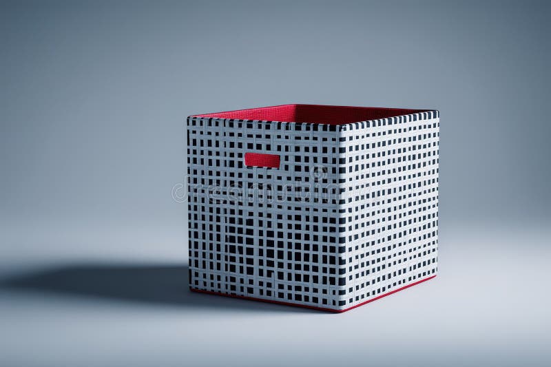 Modern Decorative Storage Box in Black and White Grid Design with Red ...